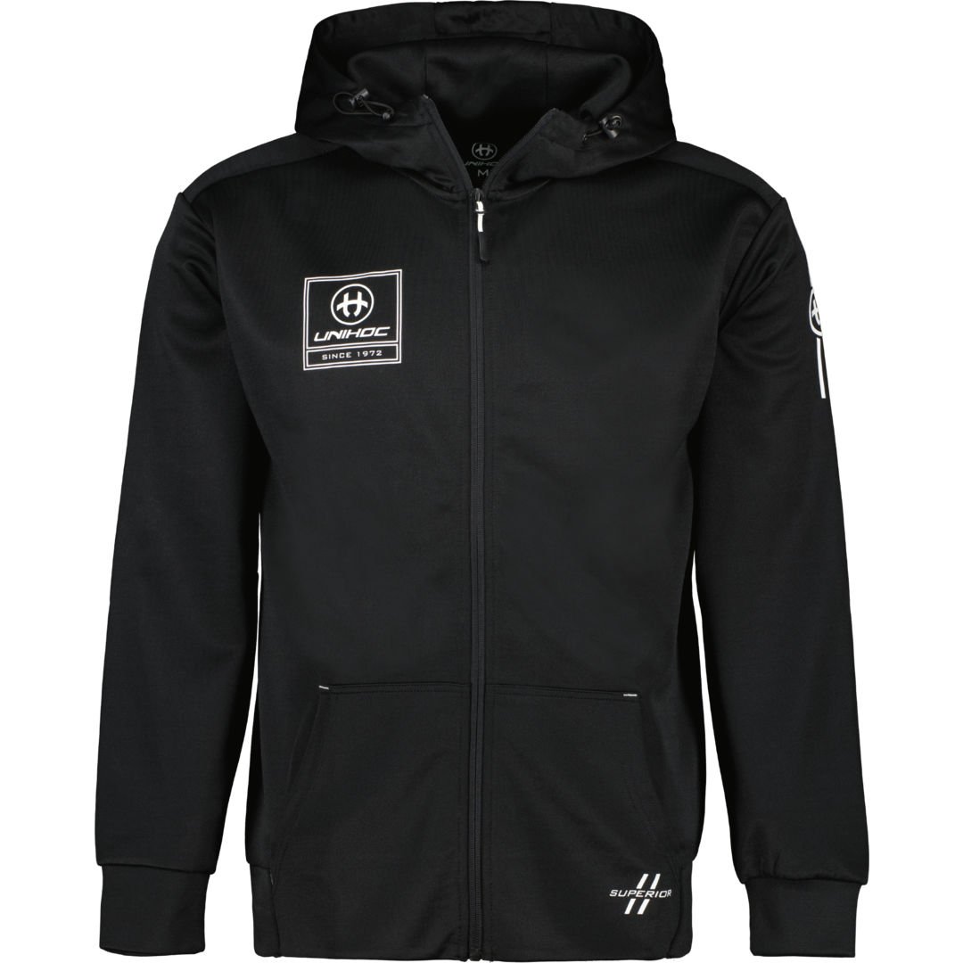 Unihoc Superior Zip Jr Hood Svart | INTERSPORT