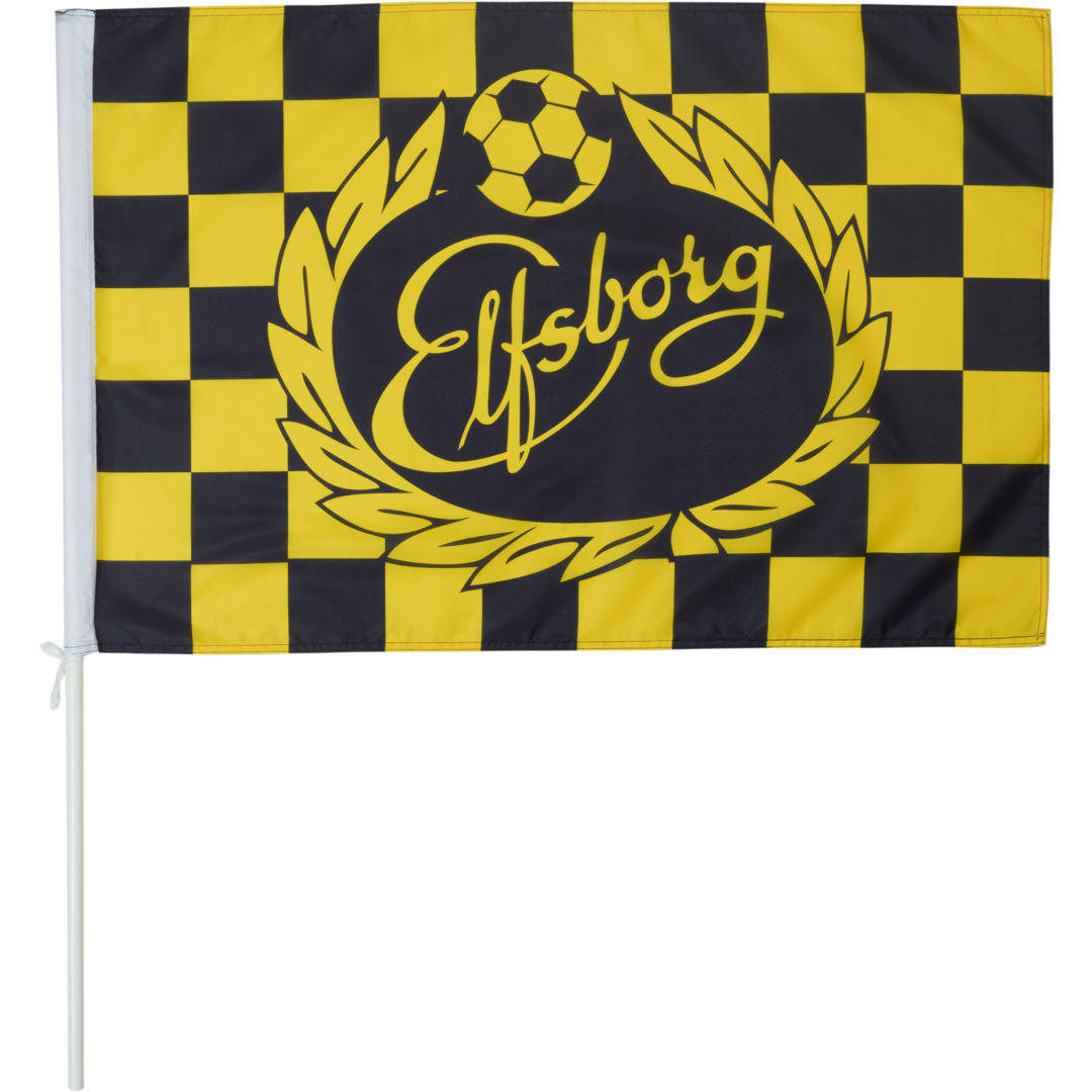 IF ELFSBORG Stor flagga rutig med pinne Gul | INTERSPORT